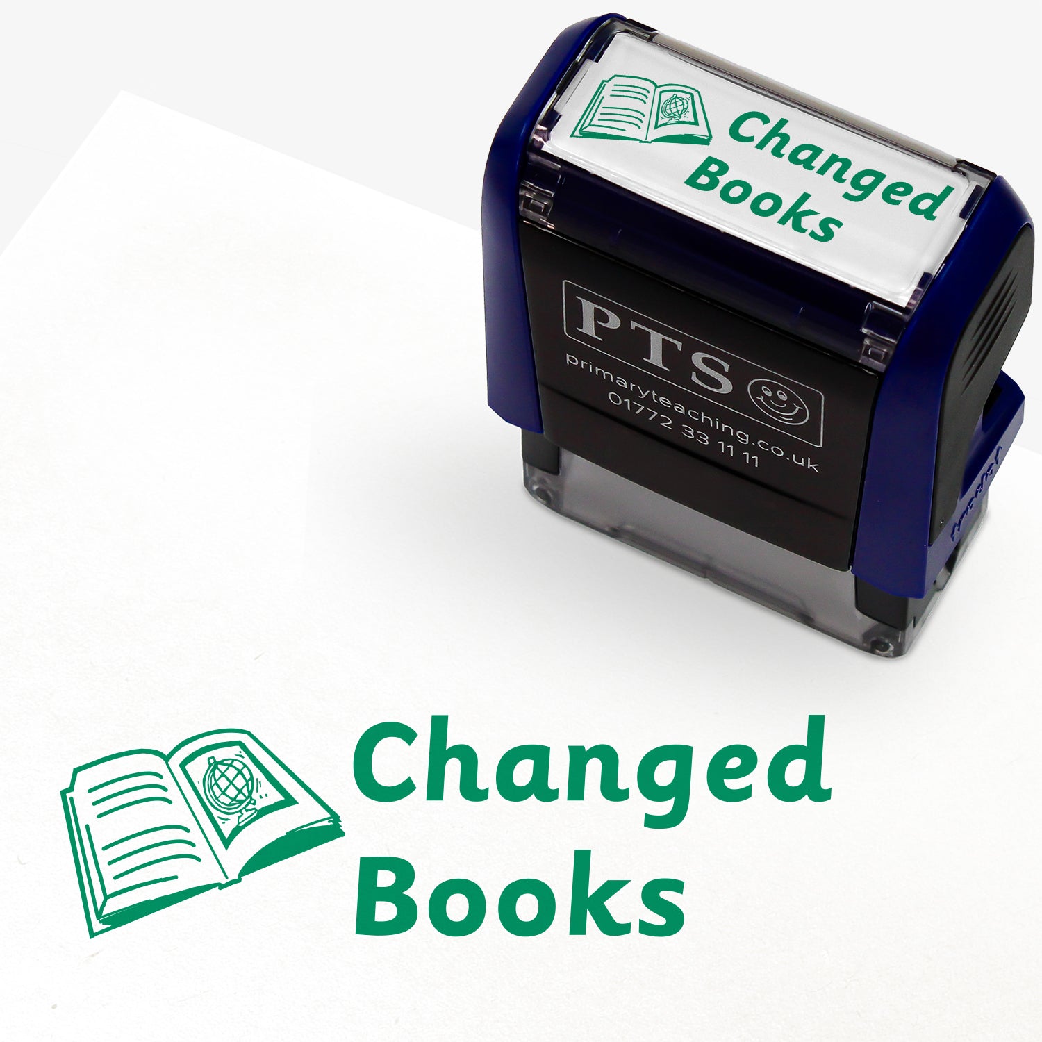 Changed Books Stamper | Green Ink | 38mm x 15mm | Marking