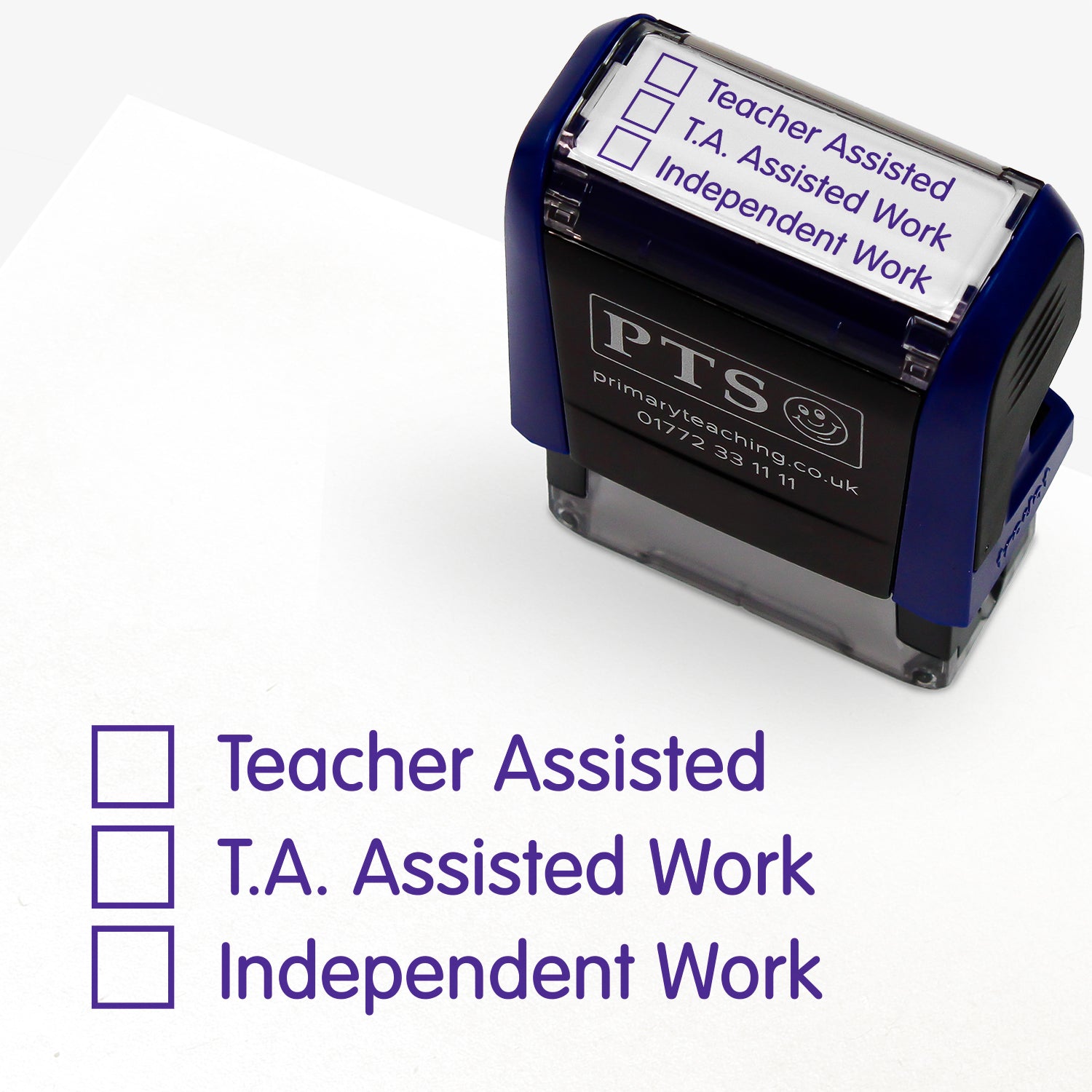 Teacher/T.A. Assisted/Independent Work Stamper | Purple
