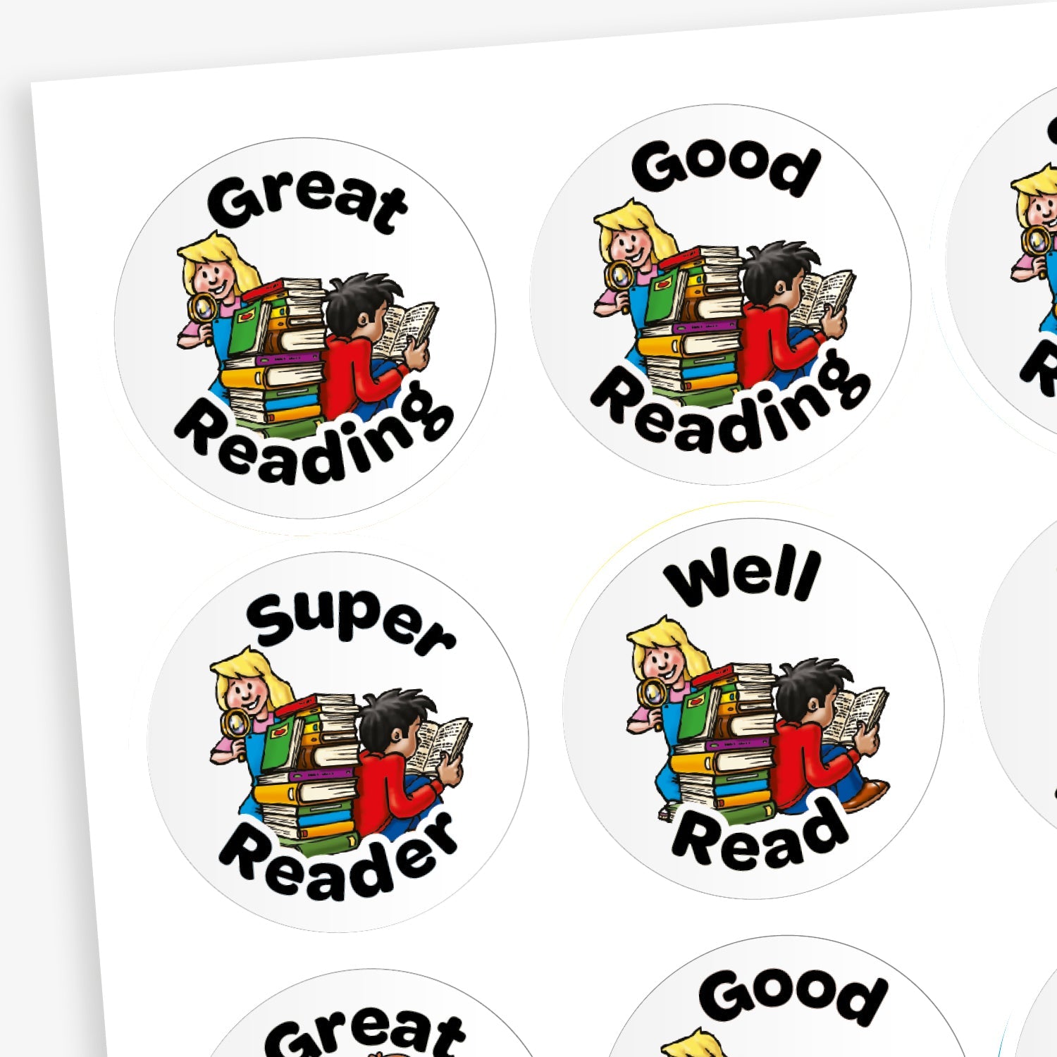 Reading Stickers | 20 Stickers | 32mm | Pupil Rewards