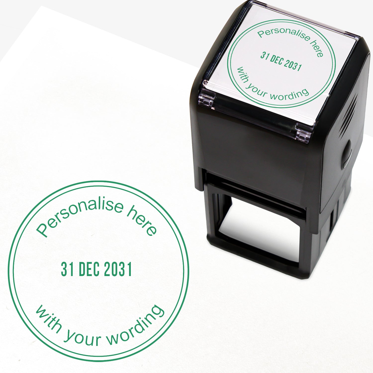 Personalised Date Stamper | 38mm | Green or Purple Ink
