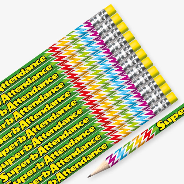 Superb Attendance Pencils | x 12 | Classroom Rewards