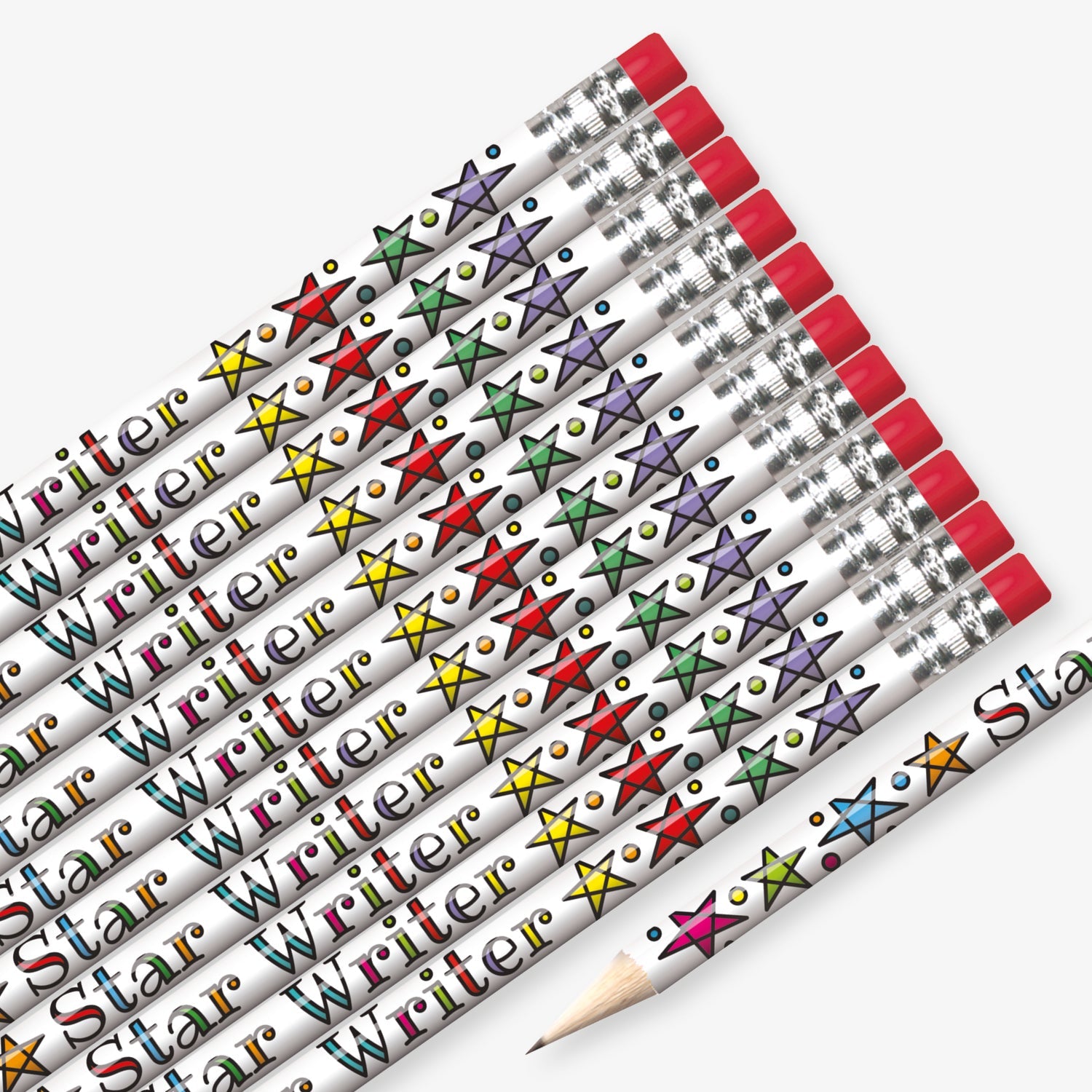 Star Writer Pencils | x 12 | Classroom Rewards | Metallic