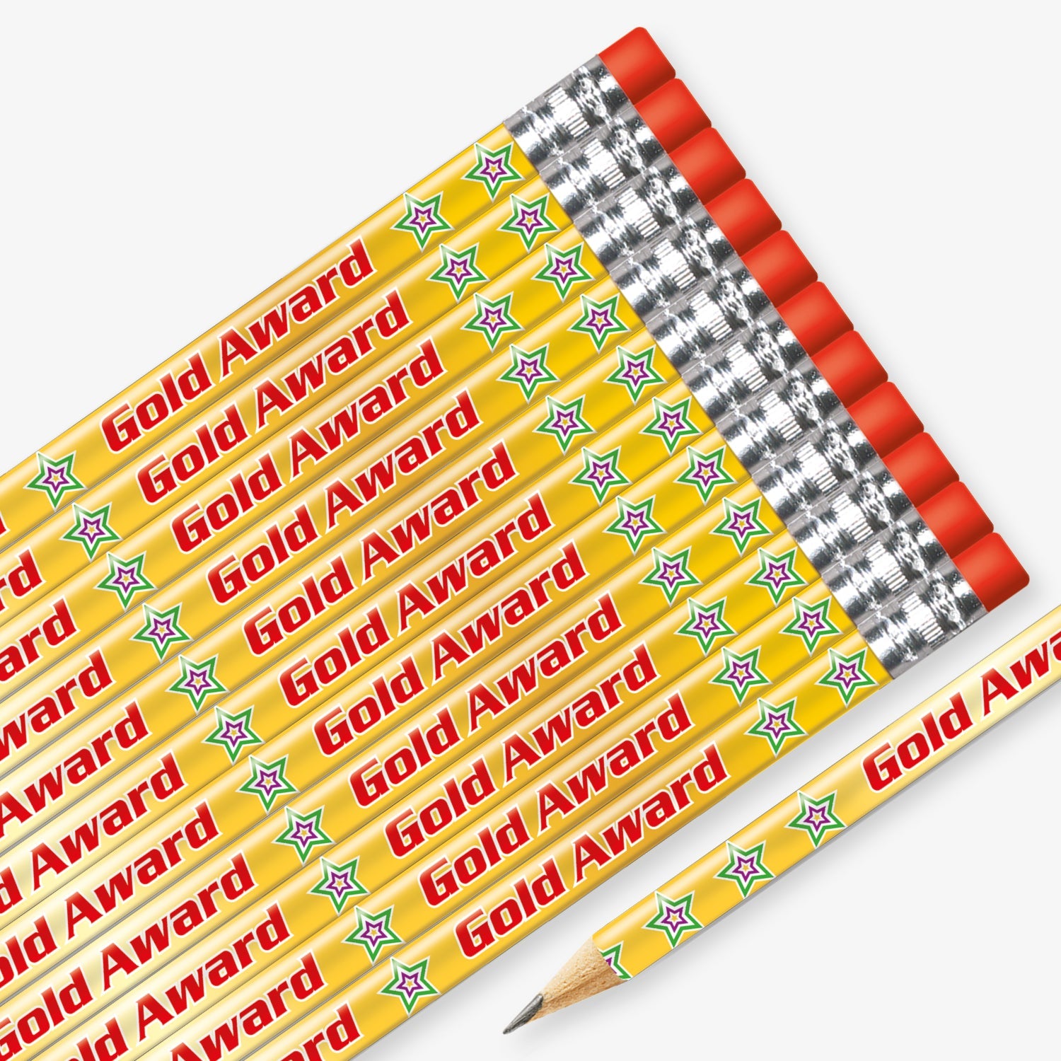 Gold Award Pencils | Red Text | x 12 | Classroom Rewards