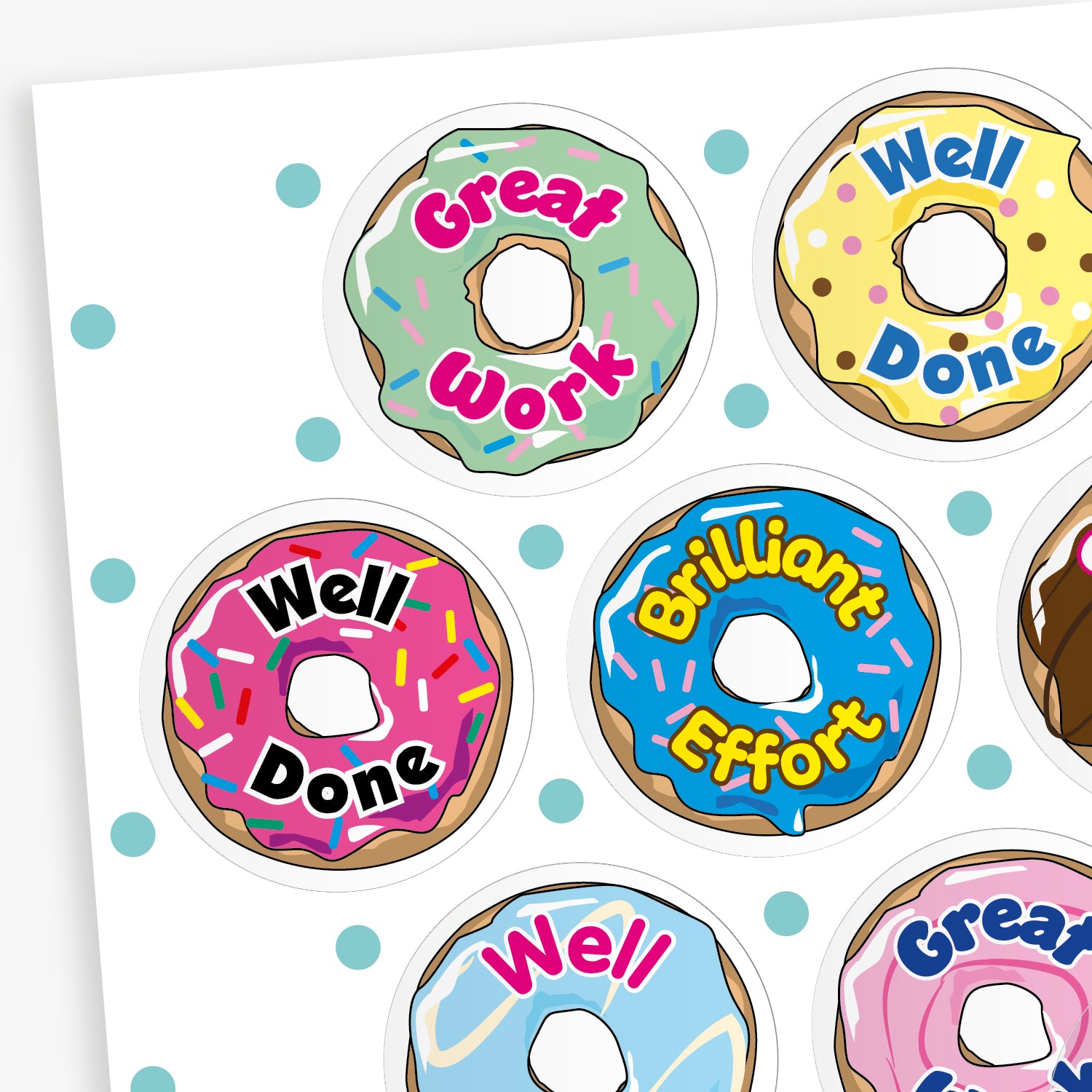 Vanilla Scented Doughnut Stickers | 45 Stickers | 32mm