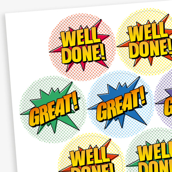Scented Sherbet Stickers | Comic Book | 45 Stickers | 32mm
