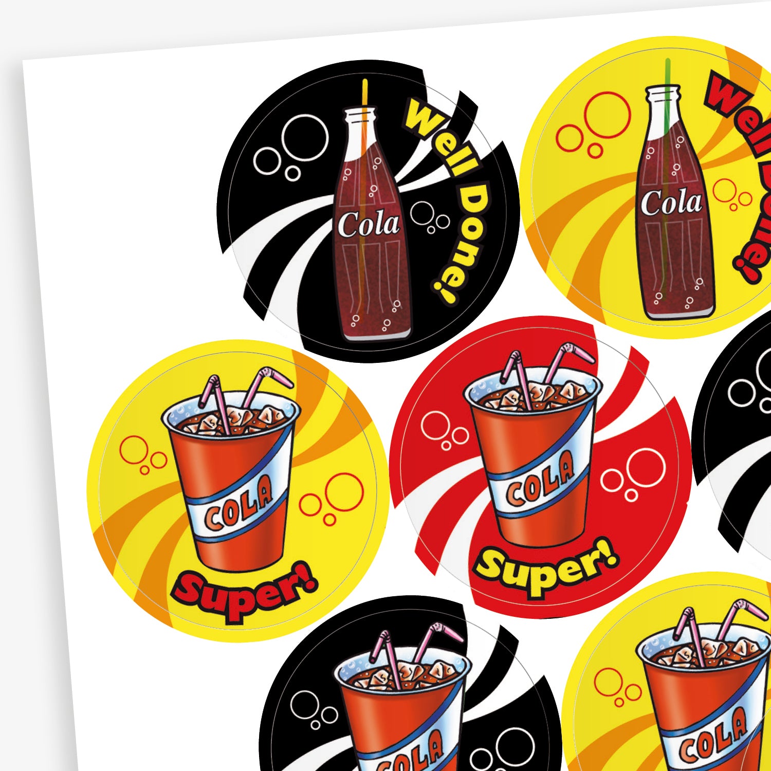 Scented Cola Stickers | Drinks | 45 Stickers | 32mm