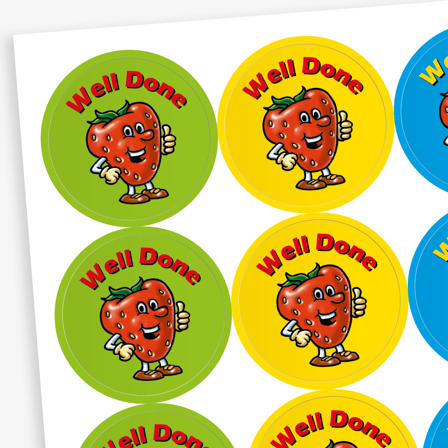 Well Done Stickers | Strawberry Scented | x 20 | 32mm