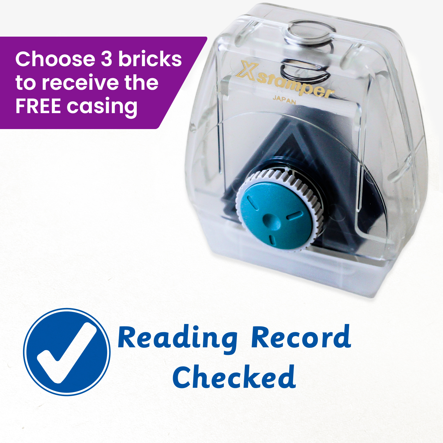 Reading Record Checked Stamper | Twist N Stamp | Blue Ink